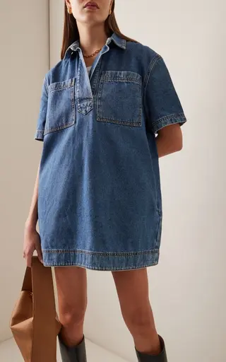 Outland Denim Sadie Organic Denim Mini Dress In Blue - 40% Off