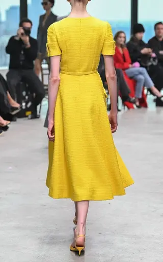 Carolina Herrera Button-Front Virgin-Wool Midi Dress In Yellow - 60% Off |  Editorialist