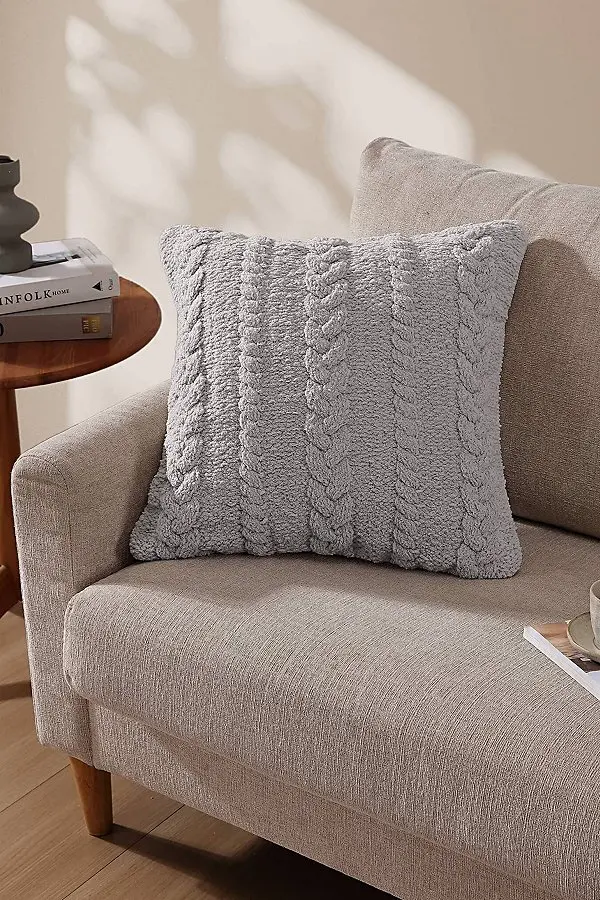 Free People Sunday Citizen Braided Throw Pillow - Cloud Gray