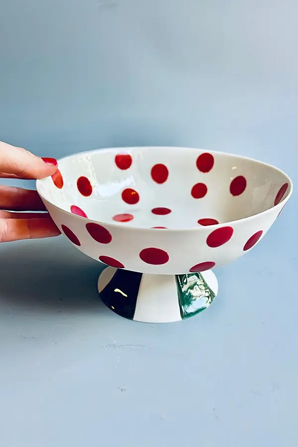 KAASE ATELIER Dots & Stripes Handmade Fine Porcelain Medium - Red
