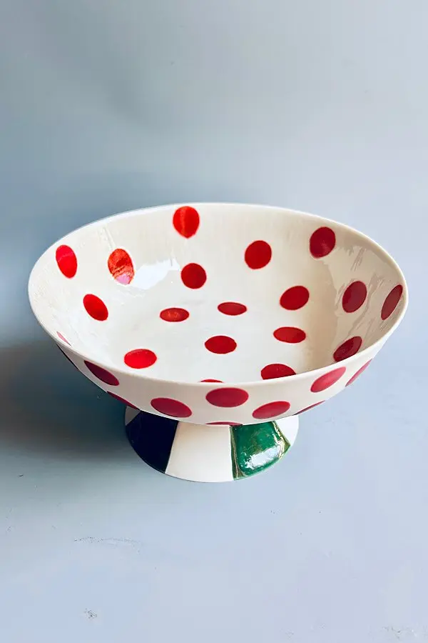 KAASE ATELIER Dots & Stripes Handmade Fine Porcelain Medium - Red