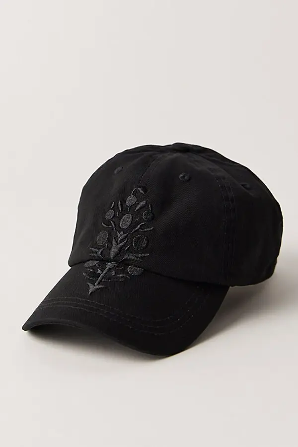 Free People Embroidered Baseball Cap - Black/black