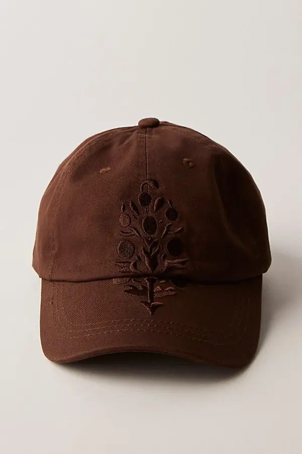 Free People Embroidered Baseball Cap - Espresso