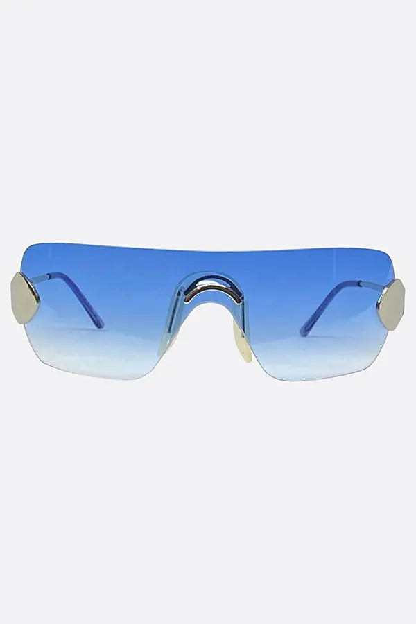 GIANT VINTAGE SUNGLASSES Giant Vintage Toner Y2k Rimless Shield Sunglasses - Blue