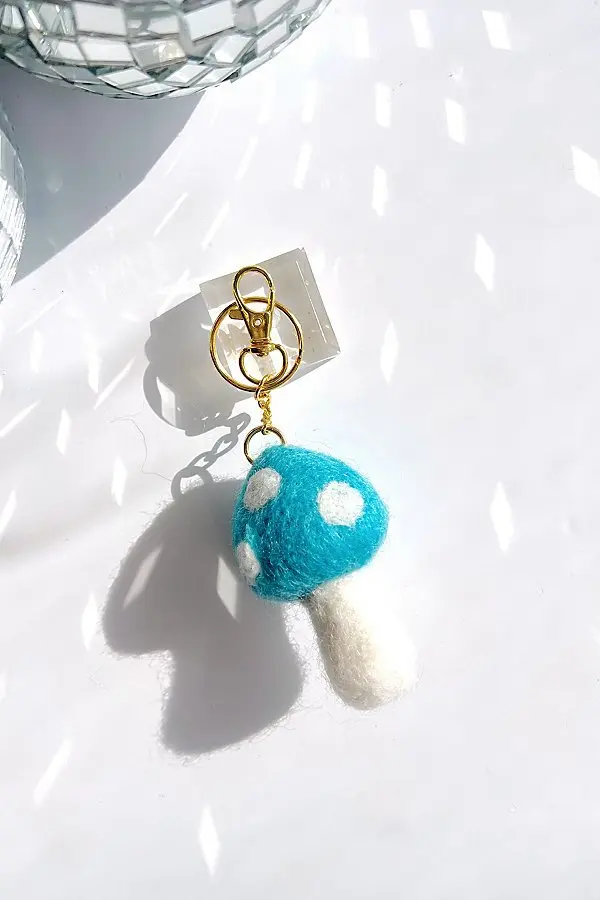 GOLDEN HOUR DESIGNS Felt Mushroom Keychain - Sky