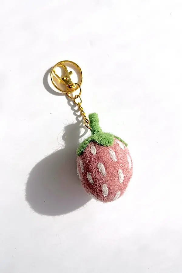 GOLDEN HOUR DESIGNS Felt Strawberry Keychain