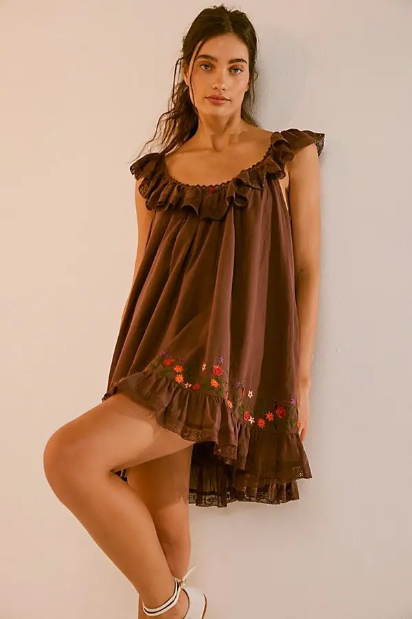Free People Buttercup Embroidered Mini Dress In Coconut Shell Combo - 29%  Off | Editorialist