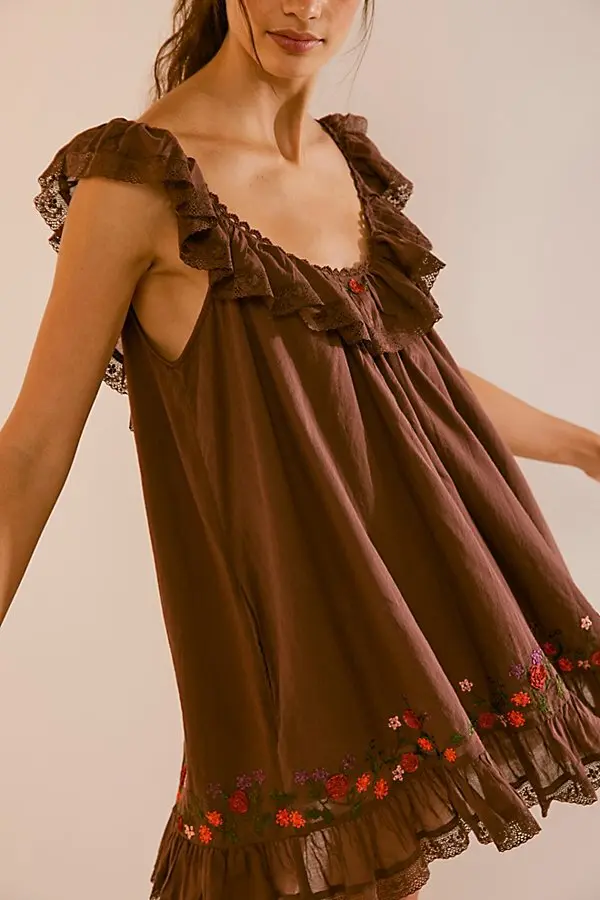 green emerald velvet dress Free People Santiago Embroidered Mini Dress Ivory L main image 0