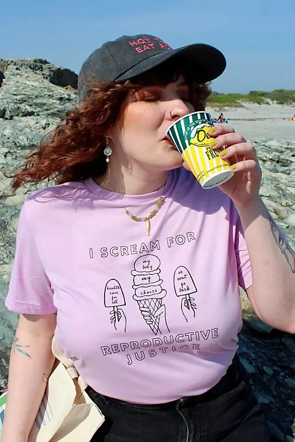 OVERSEASONED Ice Cream For Reproductive Justice Tee - Lavender