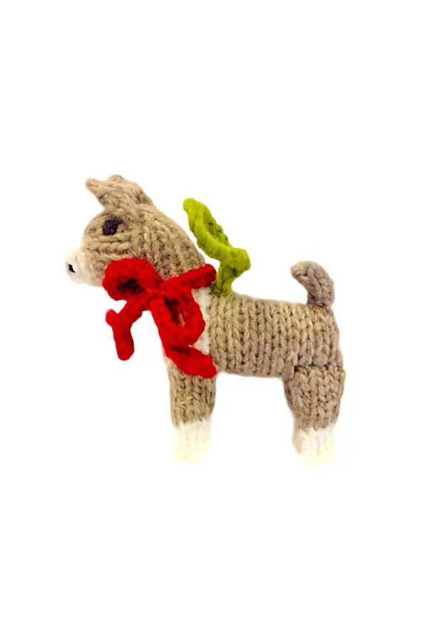 CHILLY DOG Boxer Wool Ornament - White