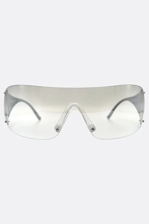 GIANT VINTAGE SUNGLASSES Giant Vintage Original Zipper Sporty Shield Sunglasses - Silver/flash