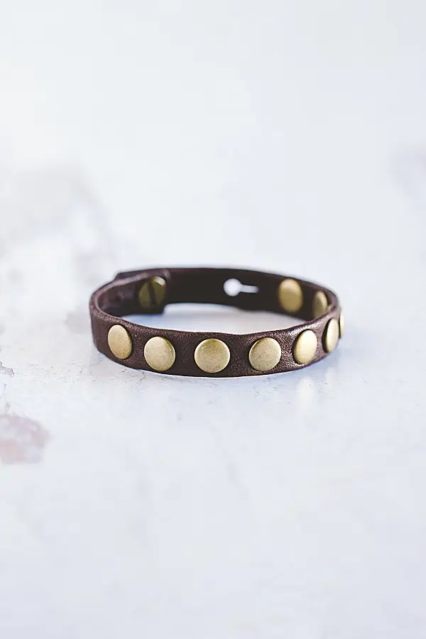 GIVING BRACELETS Antique Brass Tribe Leather Bracelet - Chocolate Brown