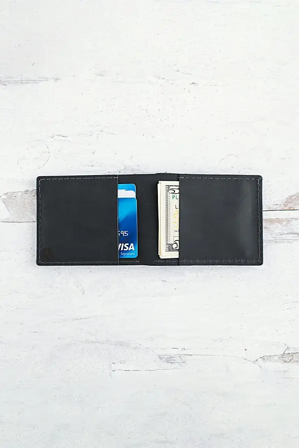 GIVING BRACELETS Leather Bifold Wallet - Black