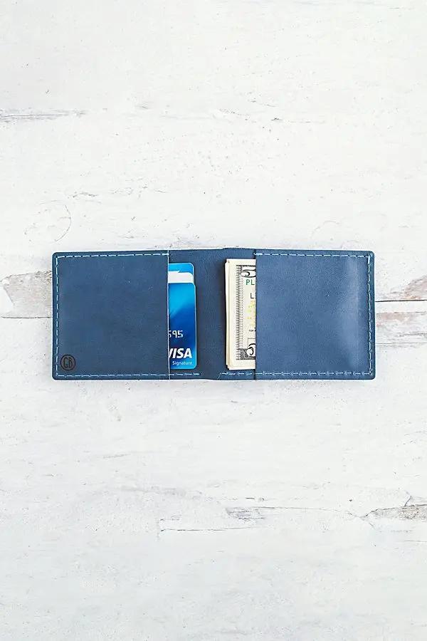 GIVING BRACELETS Leather Bifold Wallet - Blue