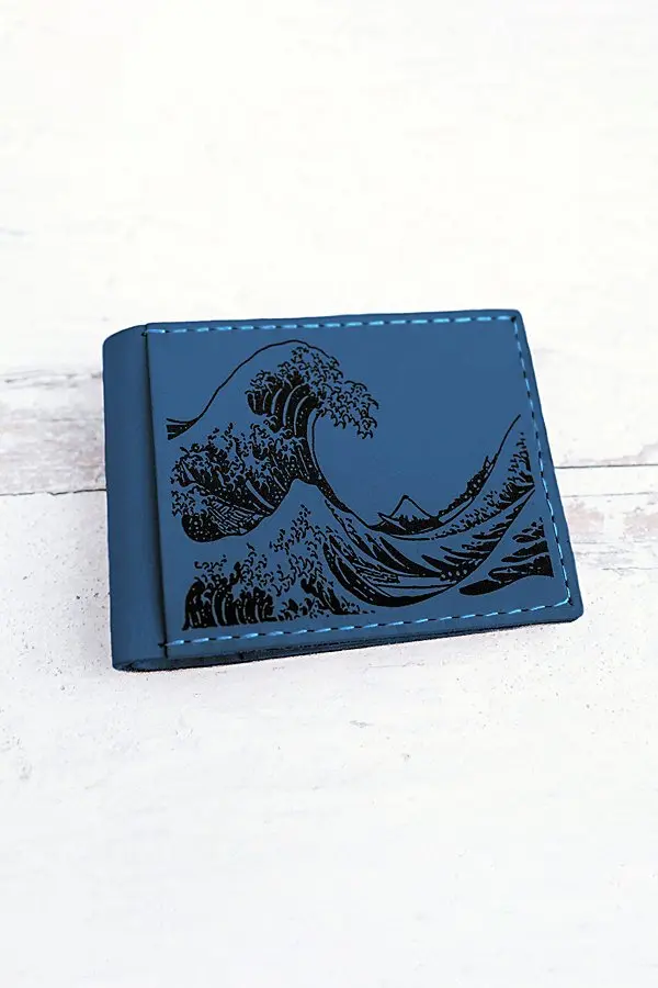 GIVING BRACELETS Leather Bifold Wave Wallet - Blue