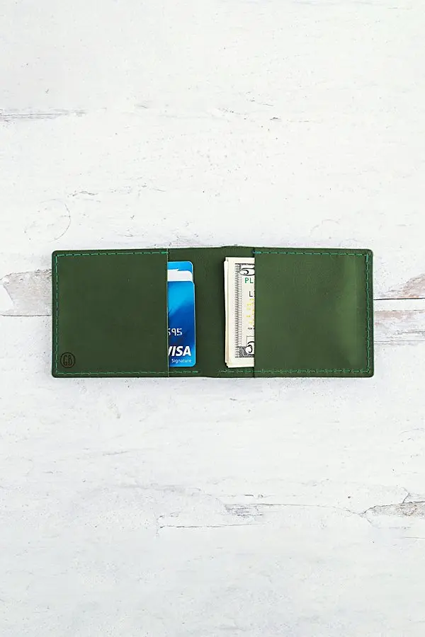 GIVING BRACELETS Leather Bifold Wave Wallet - Green