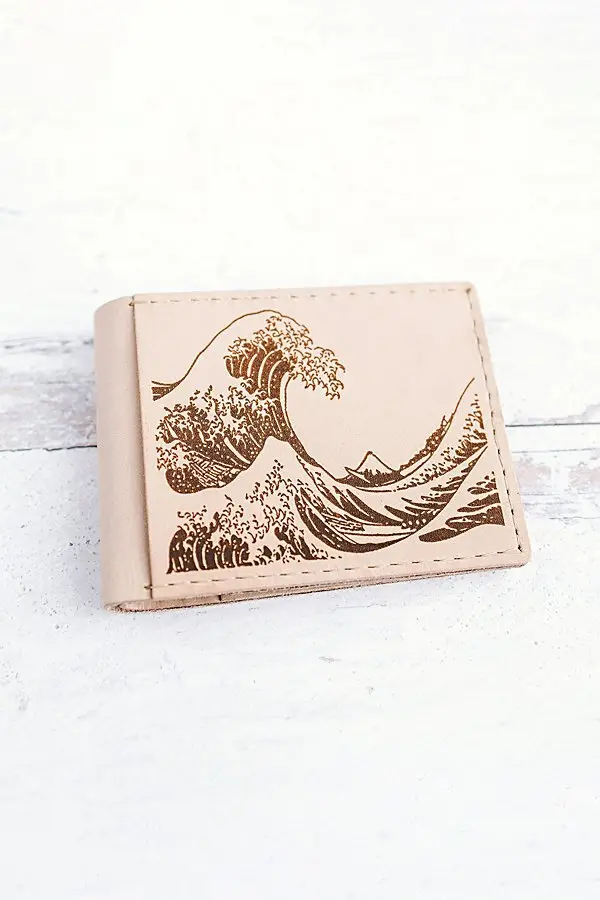 GIVING BRACELETS Leather Bifold Wave Wallet - Natural