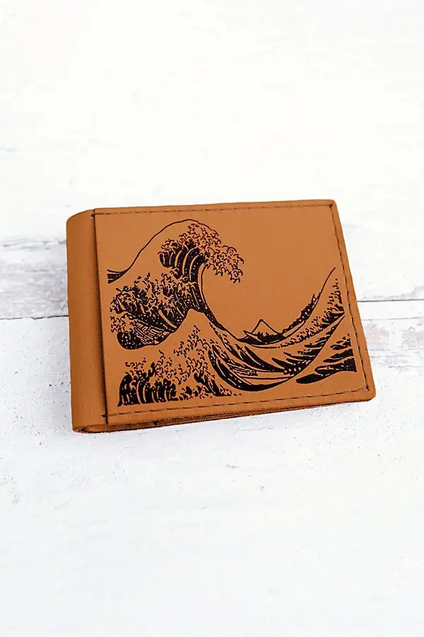 GIVING BRACELETS Leather Bifold Wave Wallet - Tan