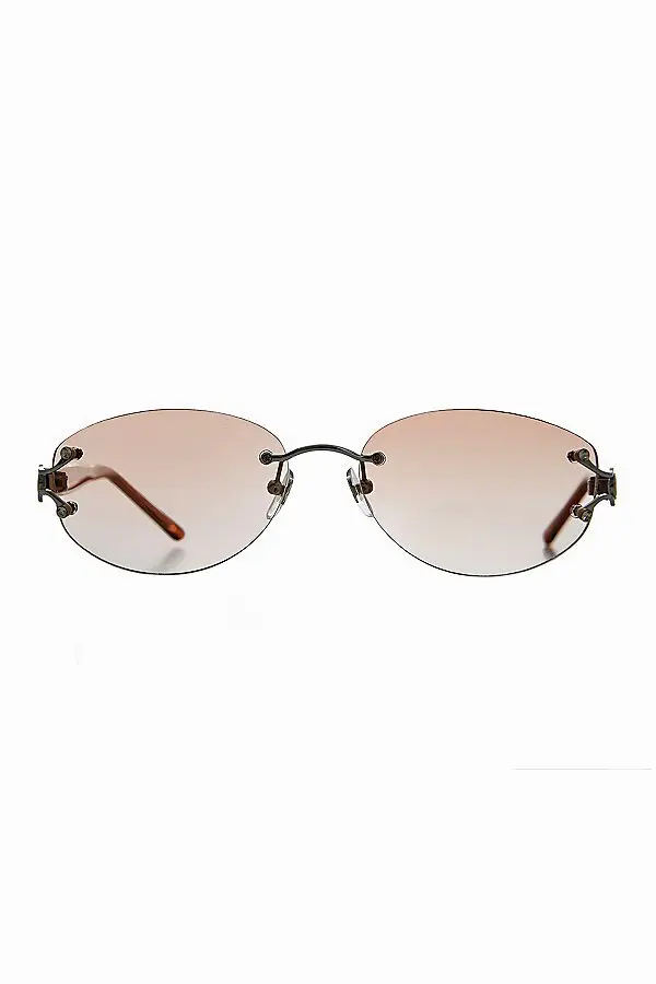 SUNGLASS MUSEUM Vintage Oval Sunglasses With Rhinestone Detail - Brown