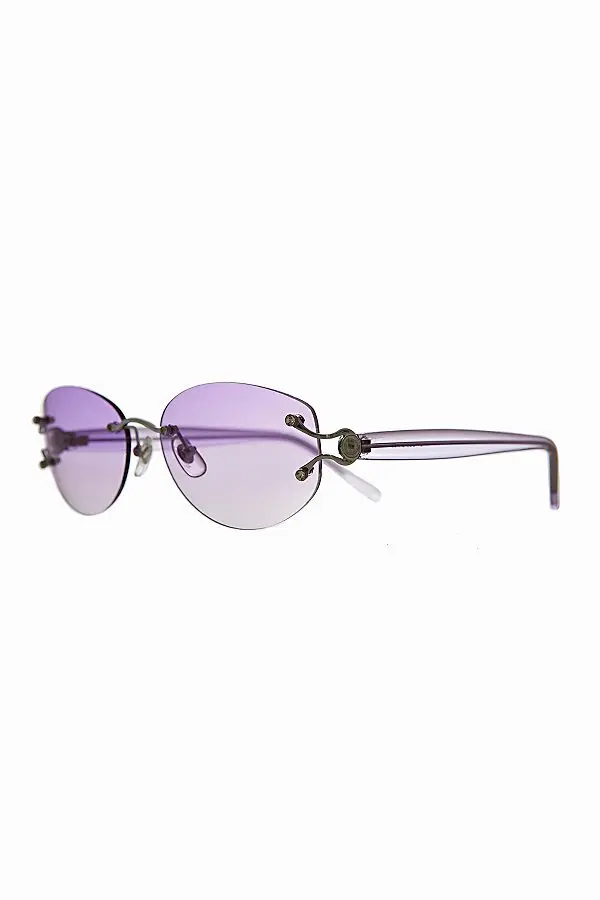 SUNGLASS MUSEUM Vintage Oval Sunglasses With Rhinestone Detail - Purple