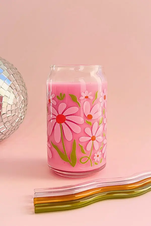 GOLDEN HOUR DESIGNS Falling Petals Glass Cup - Rose