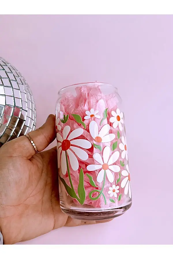 GOLDEN HOUR DESIGNS Falling Petals Glass Cup - Rose