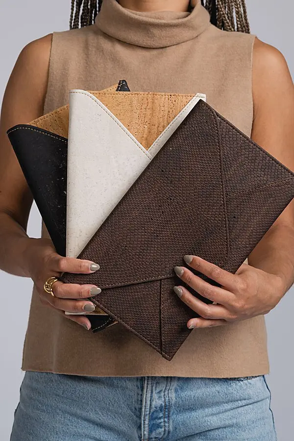 TIRADIA CORK Date Night Clutch - Brown Snake
