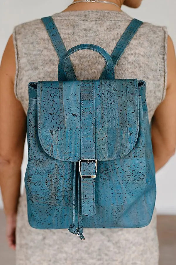 TIRADIA CORK Signature Backpack - Blue Jeans