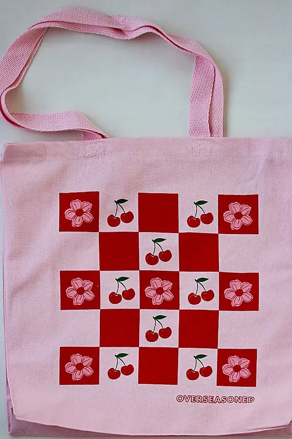 OVERSEASONED Cherry Picnic Tote Bag - Pink
