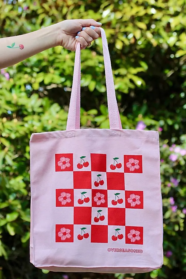 OVERSEASONED Cherry Picnic Tote Bag