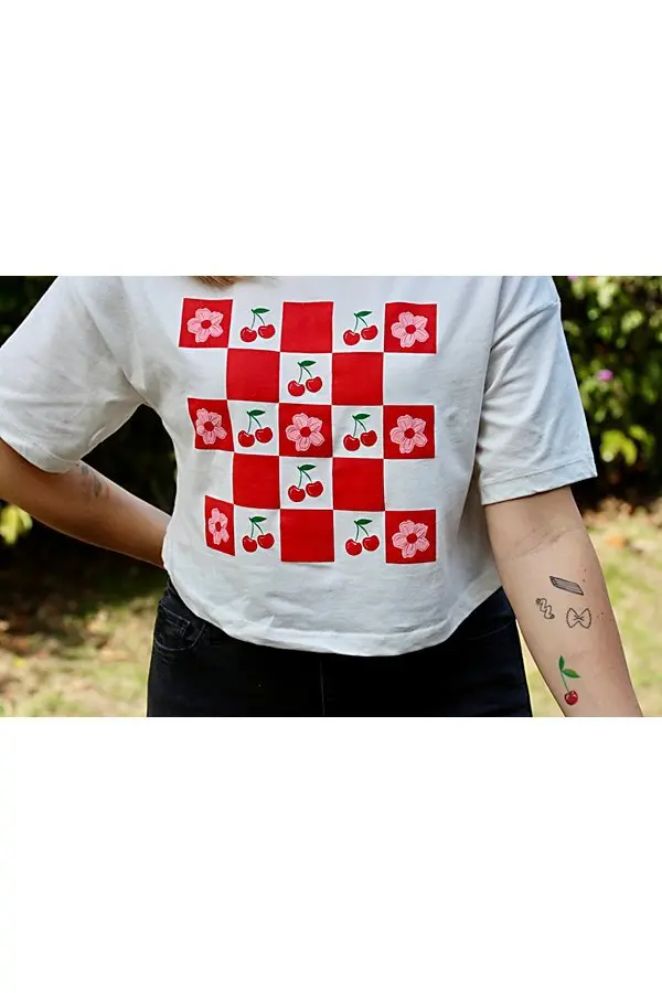 OVERSEASONED Cherry Picnic Crop Tee
