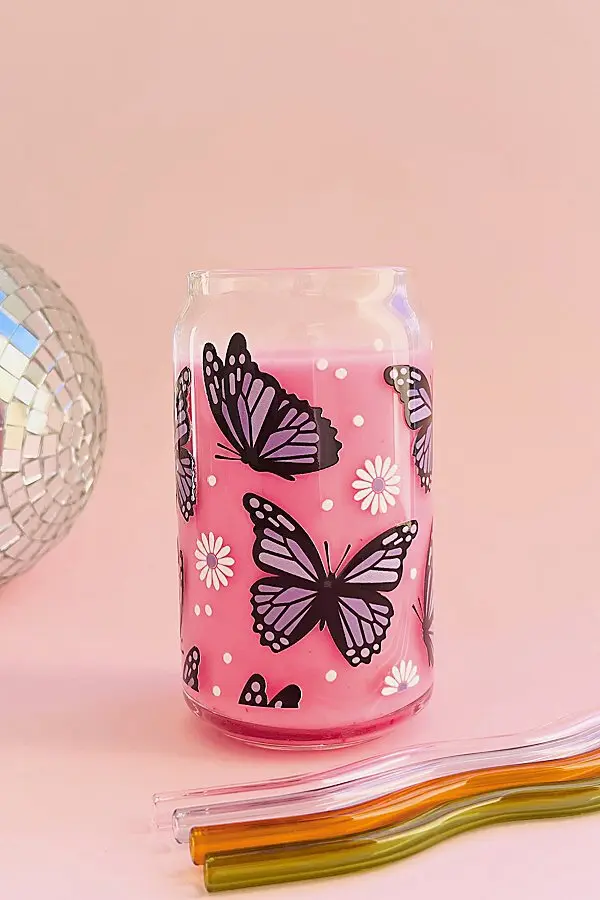 GOLDEN HOUR DESIGNS Butterfly Glass Cup - Lavender