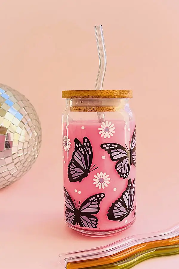 GOLDEN HOUR DESIGNS Butterfly Glass Cup - Lavender