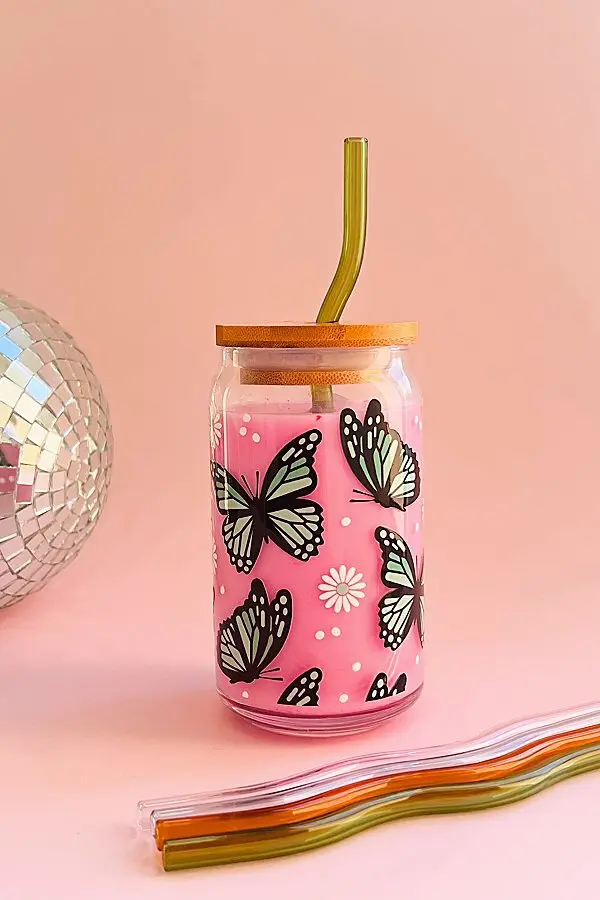 GOLDEN HOUR DESIGNS Butterfly Glass Cup - Sky