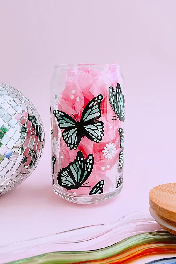 GOLDEN HOUR DESIGNS Butterfly Glass Cup - Sky