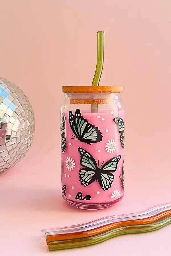 GOLDEN HOUR DESIGNS Butterfly Glass Cup - Sky