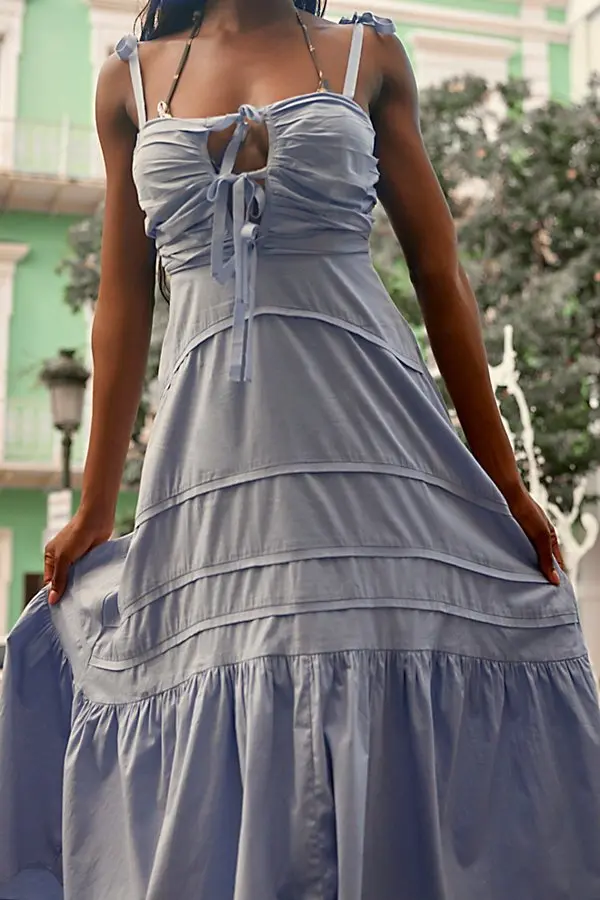 Free People Palma Midi Dress - Blue | Editorialist