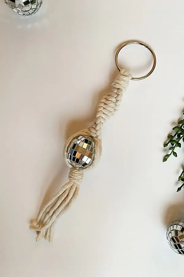 I WOULD RATHER KNOT Macramé Disco Ball Car Charm