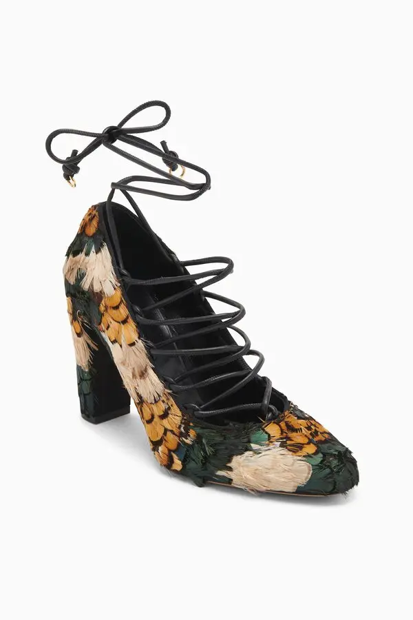 Ulla Johnson Rosalia Feather Lace Up High Heel