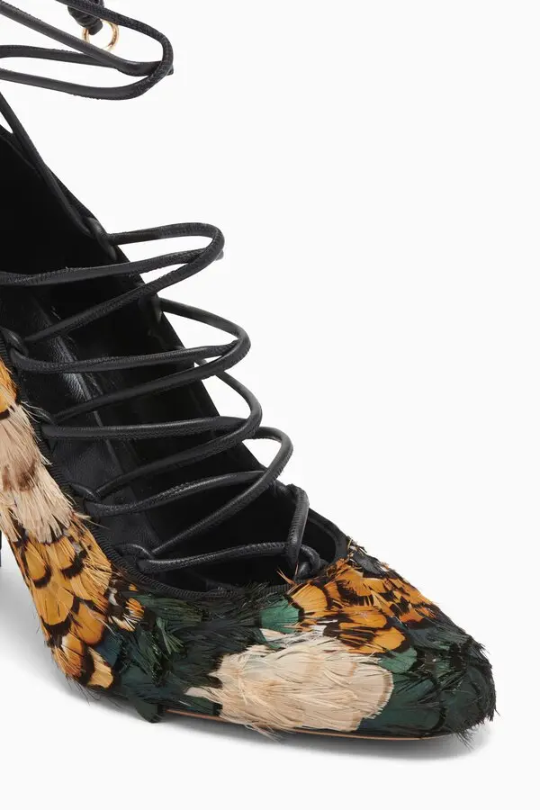 Ulla Johnson Rosalia Feather Lace Up High Heel