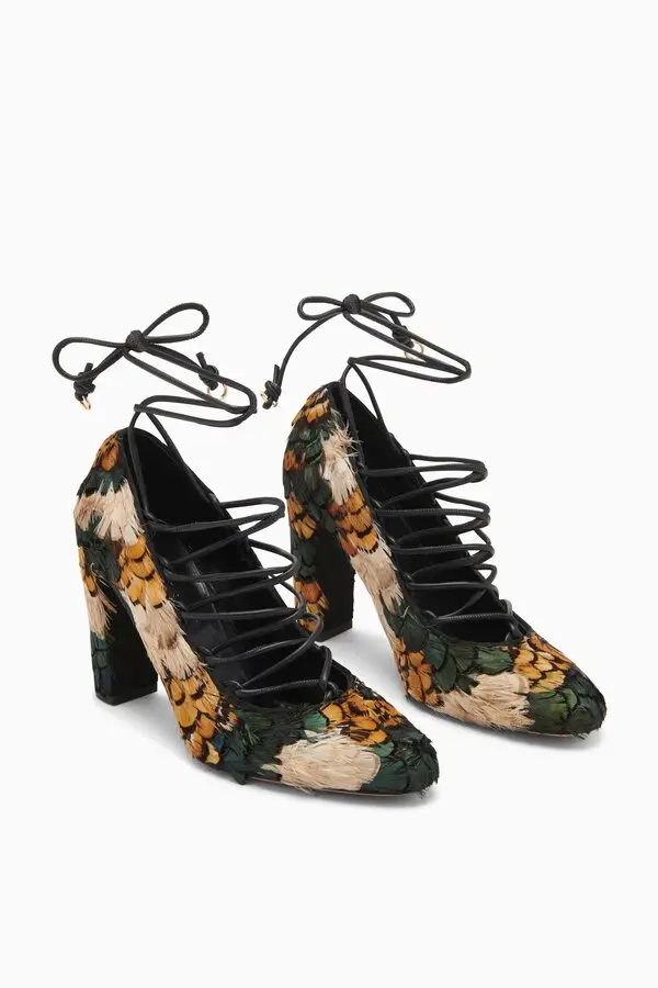 Ulla Johnson Rosalia Feather Lace Up High Heel