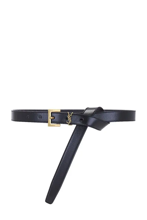 Saint Laurent Skinny Cassandre Long Belt - Nero