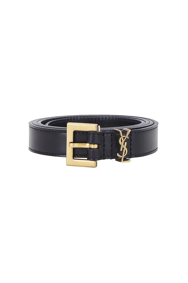 Saint Laurent Skinny Cassandre Long Belt - Nero