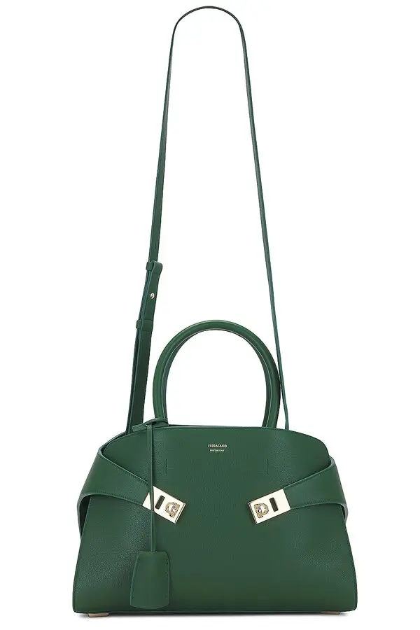 FERRAGAMO Hug Bag In Dark Green
