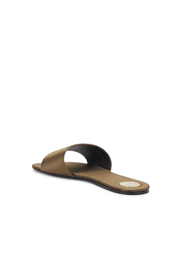 Saint Laurent Carlyle Flat Slide - Khaki