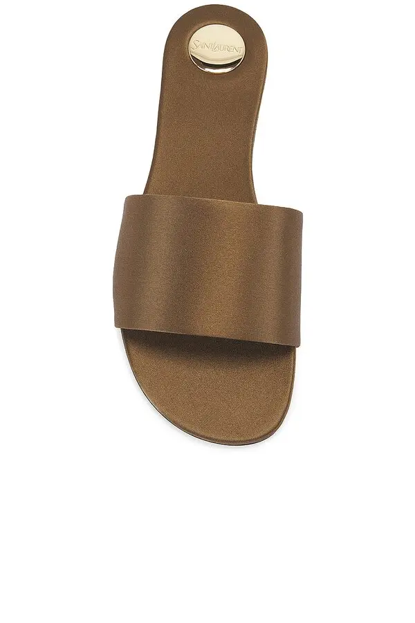 Saint Laurent Carlyle Flat Slide - Khaki