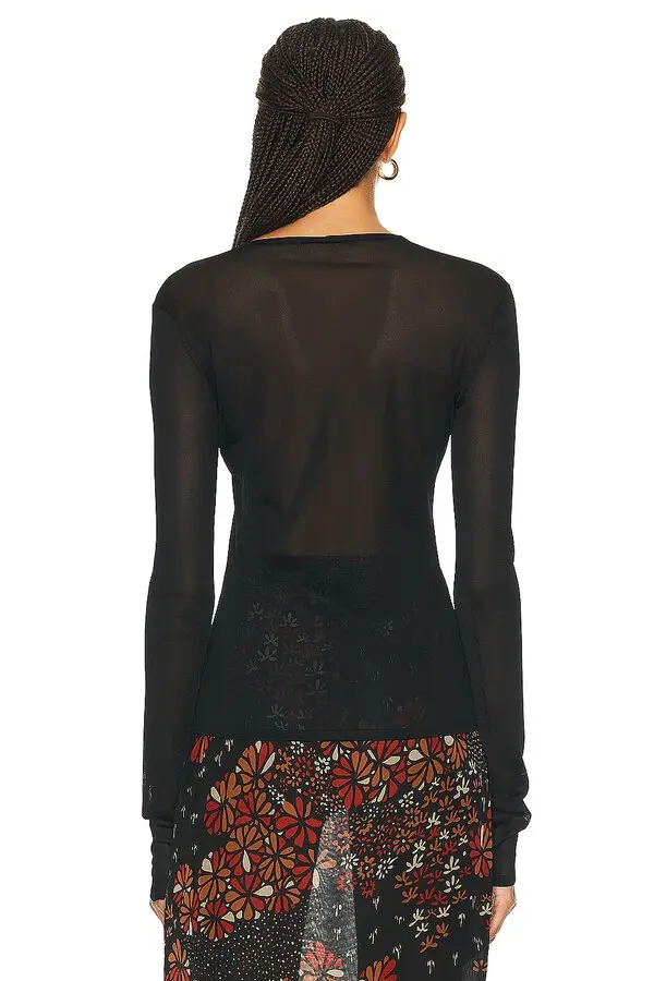 Saint Laurent Plunge Neck Sheer Top