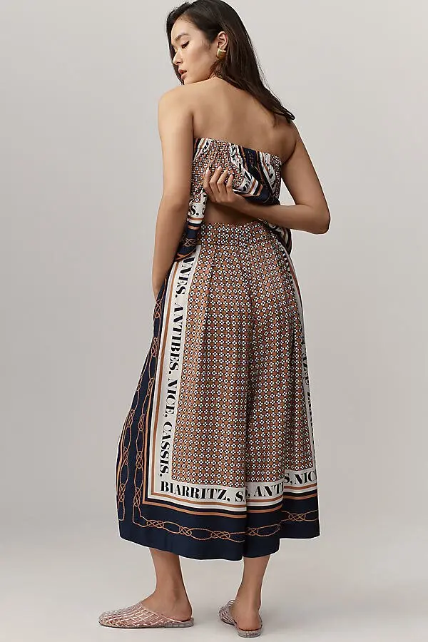 Maeve Printed Pleated A-line Culottes