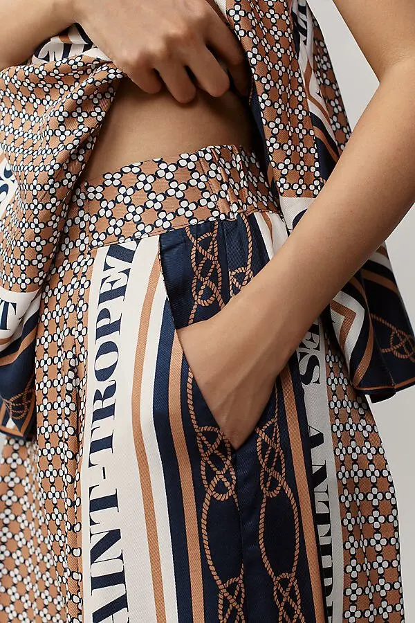 Maeve Printed Pleated A-line Culottes