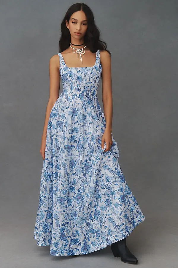 aqua blu claudette dress Sleeveless Maxi In Blue - 30% Off Size:Medium - Tall draped evening P25424W016 Courtney Stubbs | A